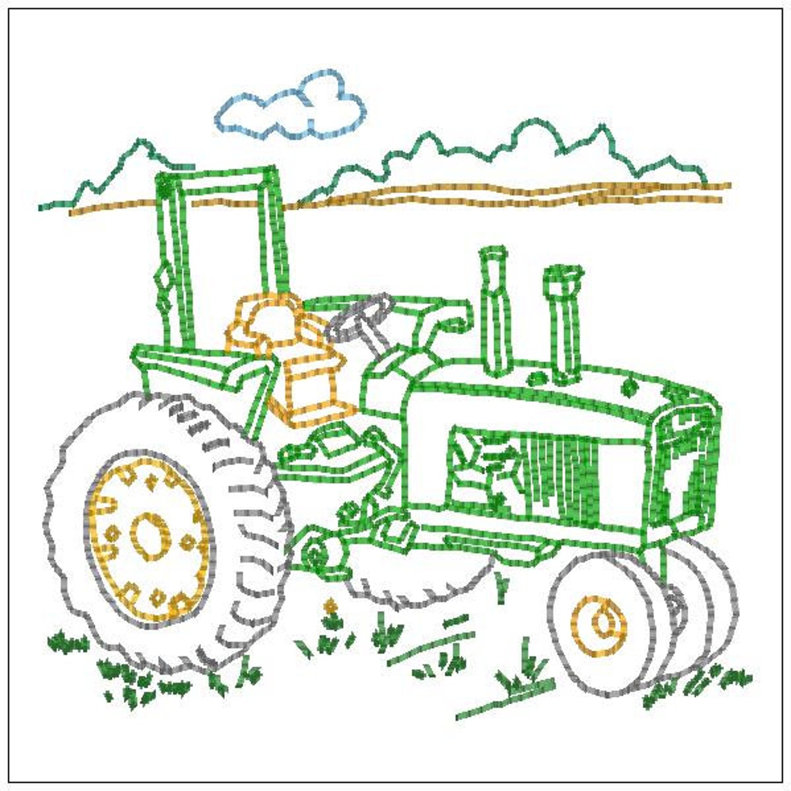 Vintage Tractors Designs Machine Embroidery Design 4x4 Quilt Blocks ...