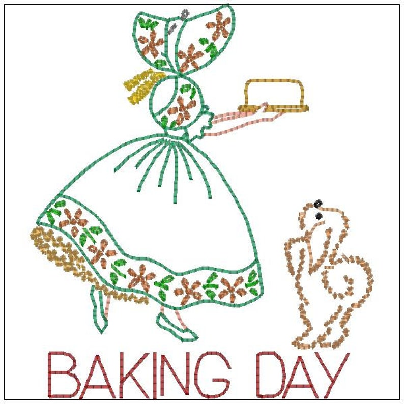 Vintage Southern Sun Bonnet Sue and Pup DOW Days of the Week Towel ...