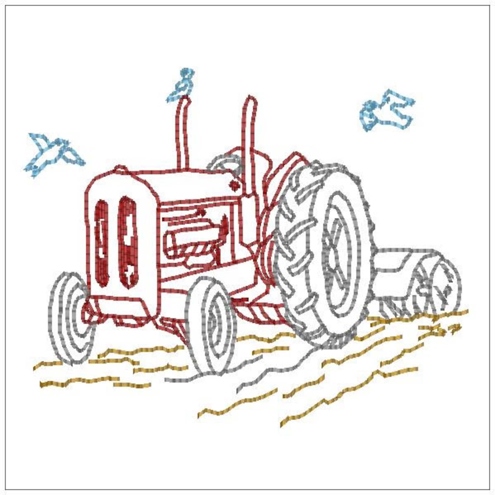 Vintage Tractors Designs Machine Embroidery Design 4x4 Quilt Blocks ...