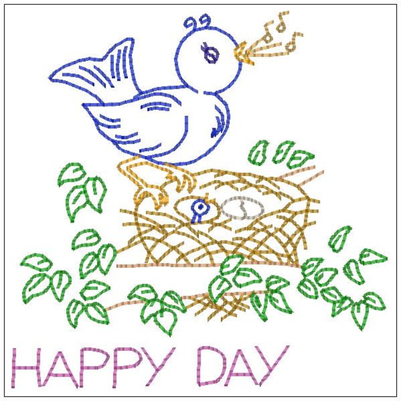 Vintage Blue Bird Day of the Week DOW Design Kitchen Tea Towel Designs ...