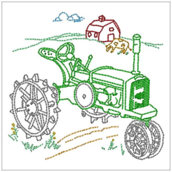 Vintage Tractors Designs Machine Embroidery Design 4x4 Quilt | Etsy