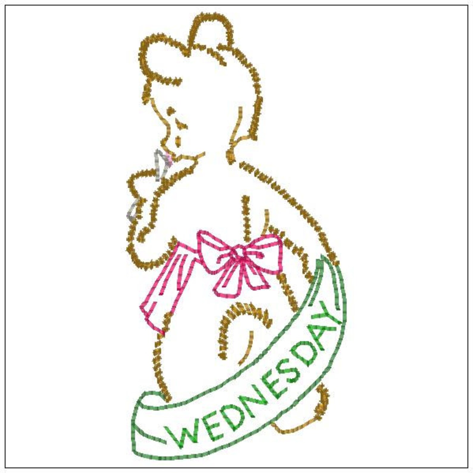 Vintage Bear Mom DOW Days of the Week Towel Designs Machine Embroidery ...