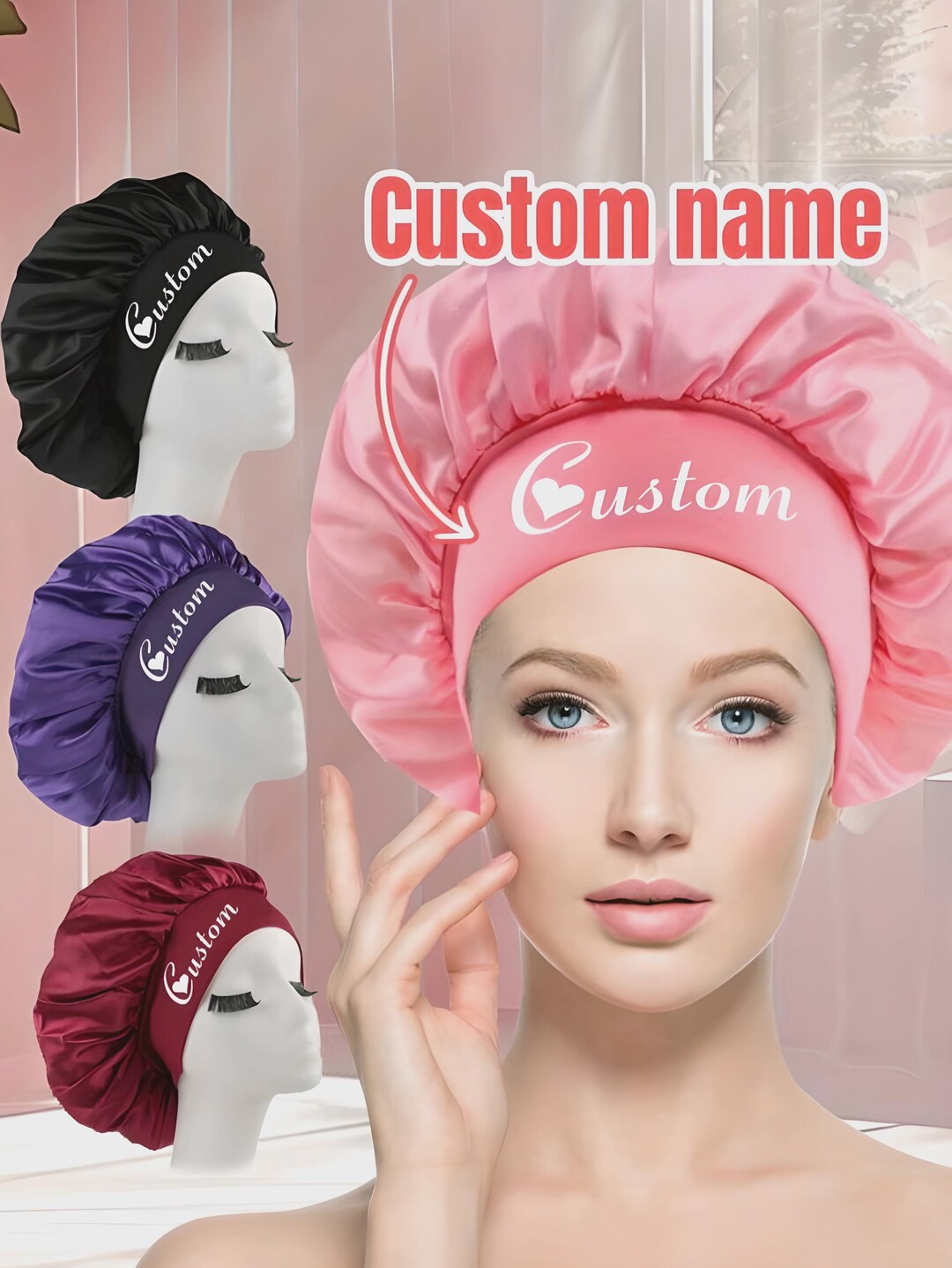 Custom Name Satin Sleep Bonnet: Personalized Silk Feel Hair Cap - Etsy