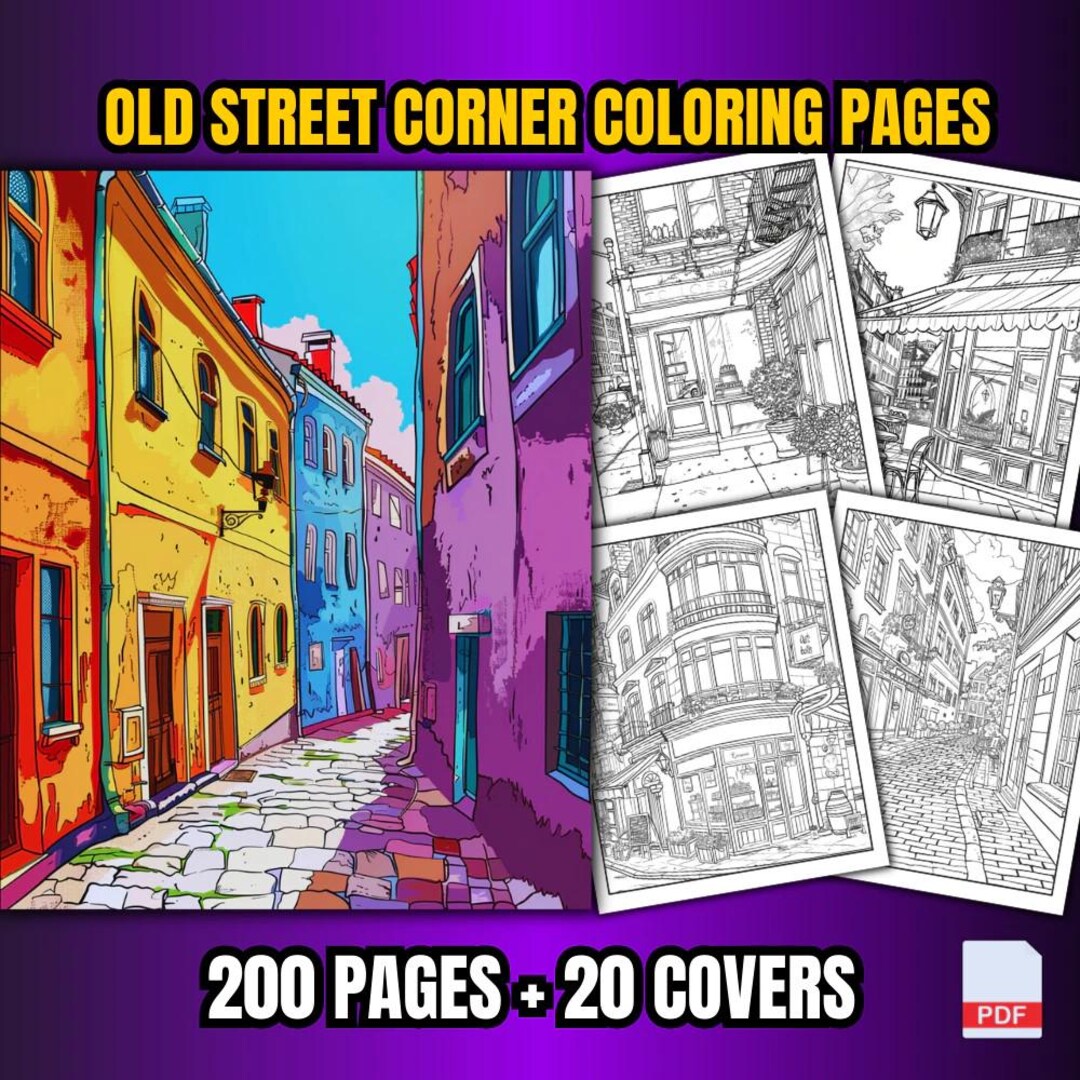 200 Old Street Conner Coloring Pages | 200 Pages | Adult Coloring ...
