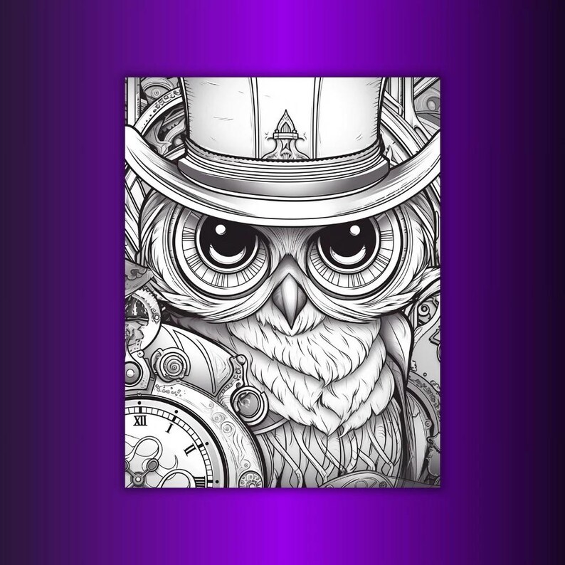 200 Steampunk Owl Coloring Pages | 200 Pages | Adult Coloring | Kids ...