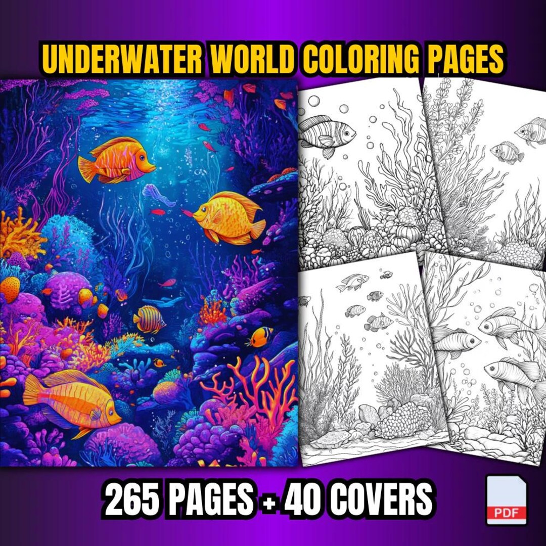 265 Underwater World Coloring Pages | 236 Pages | Adult Coloring | Kids ...