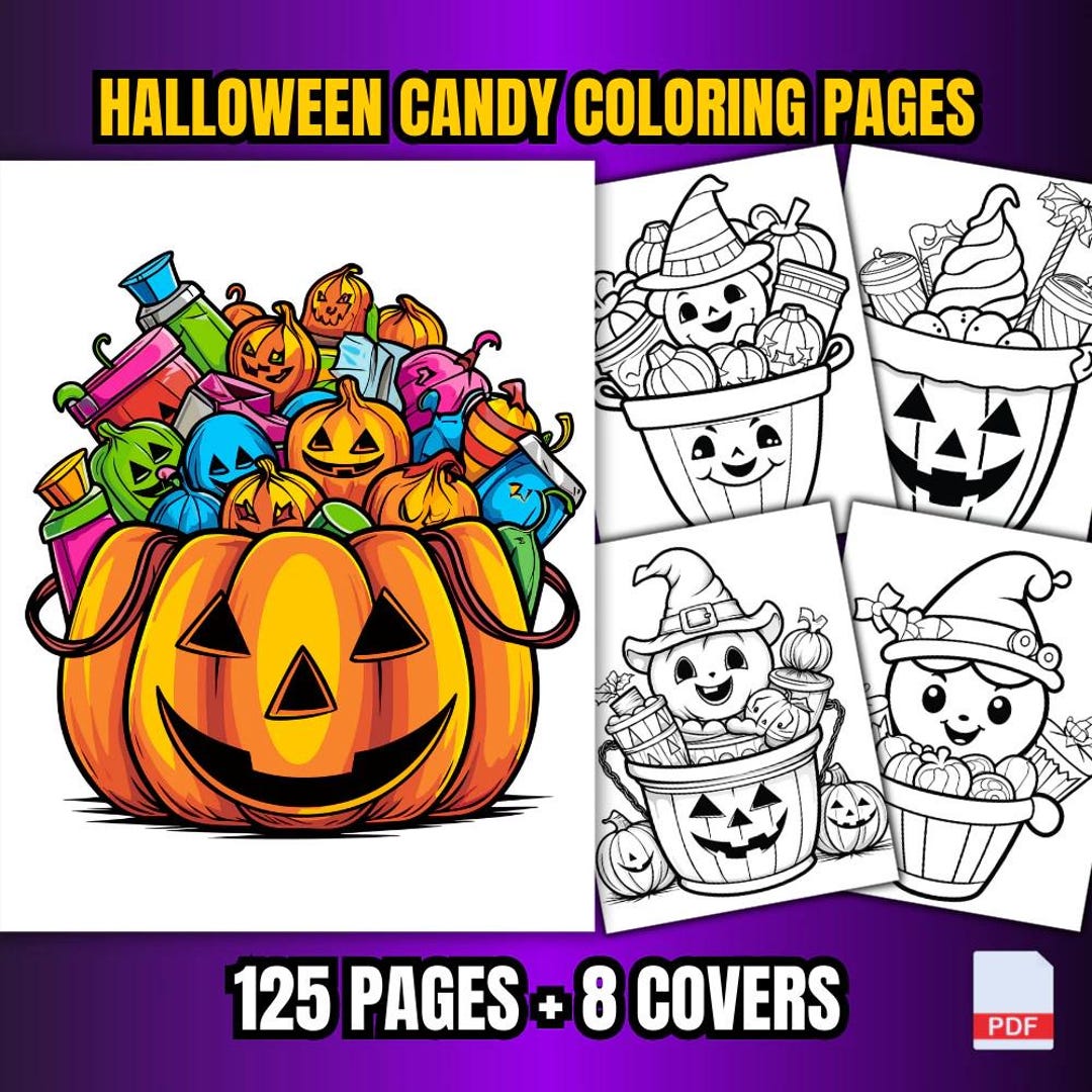 Halloween Candy Coloring Pages | 125 Designs for Kids & Adults (PDF ...