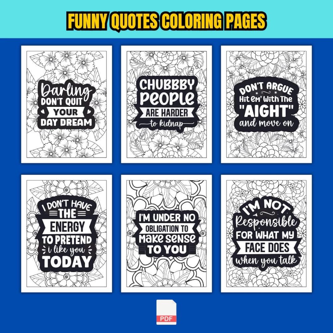 80 Funny Quotes Coloring Pages | 80 Pages | Sarcastic Quotes | Adult ...