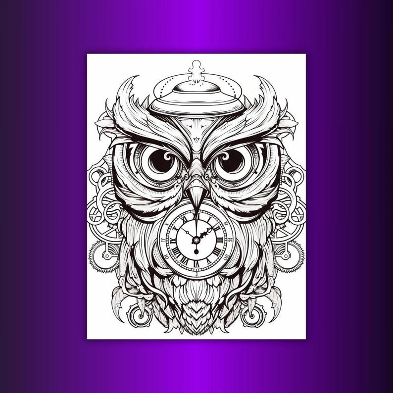 200 Steampunk Owl Coloring Pages | 200 Pages | Adult Coloring | Kids ...