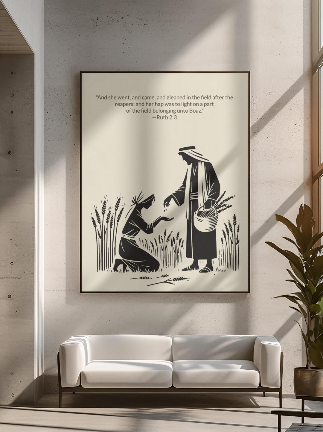 Ruth Gleaning in the Fields – Bible-themed Christian Line Art ...