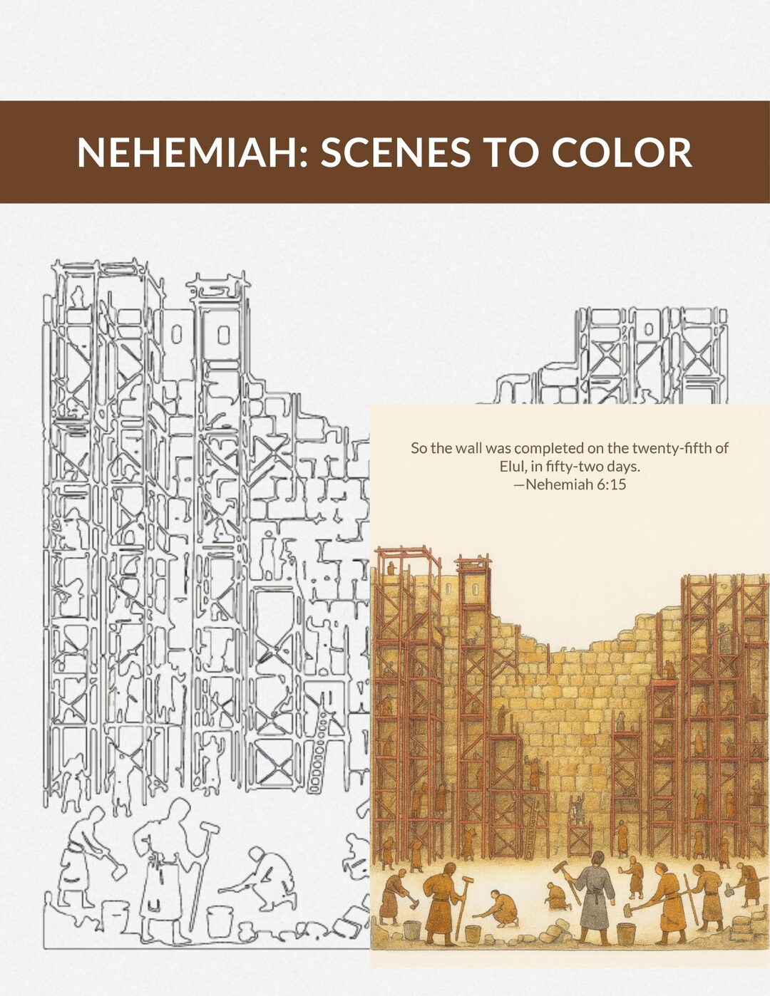 Nehemiah Bible Coloring Book: Scripture Verses, Christian Art (PDF ...