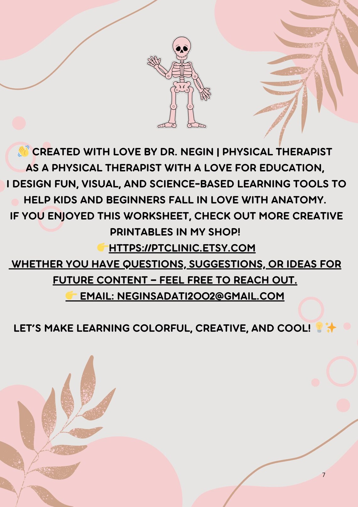 Skeletal System Worksheet | Anatomy Learning Printable for Health Cares ...