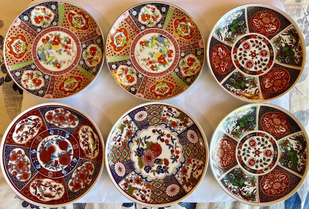 Vintage Set of 6 Japanese Porcelain Plates/japanese Gold Gilt Plates ...