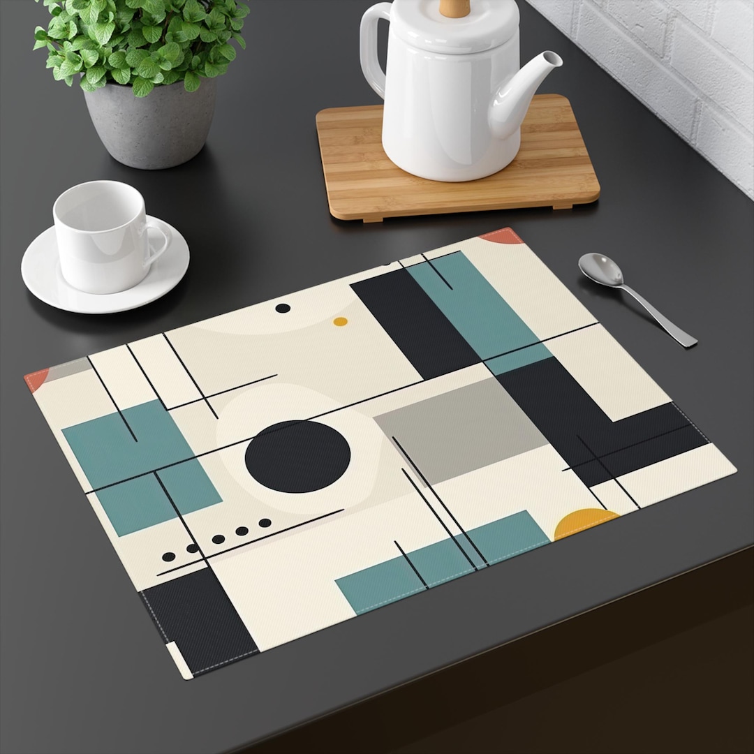 Mid Century Modern Placemats Colorful Dining Accessory Housewarming