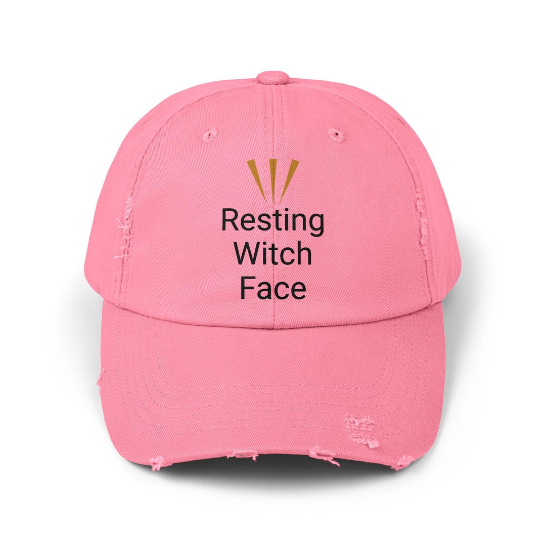 Resting Witch Face Distressed Cap, Halloween Hat, Funny Gift, Unisex ...
