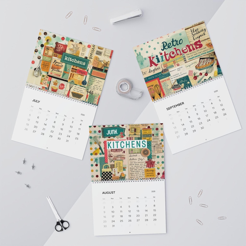 Retro Kitchens 2026 Wall Calendar | Monthly Kitchen Art Calendar - Etsy ...