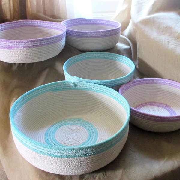 Embroidered Rope Baskets - Etsy