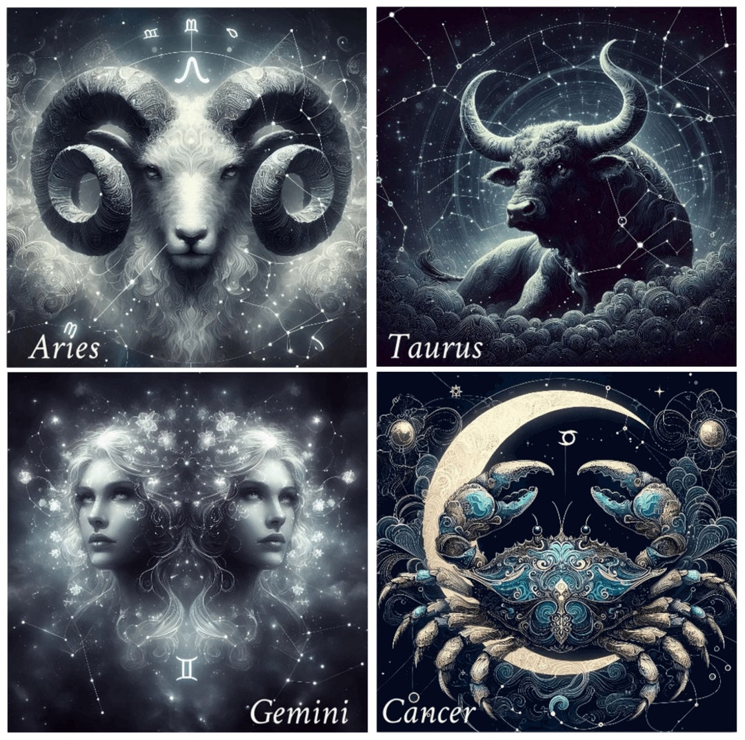 Zodiac Card Set - All Signs, Astrology Greeting Cards, Bulk Pack of ...
