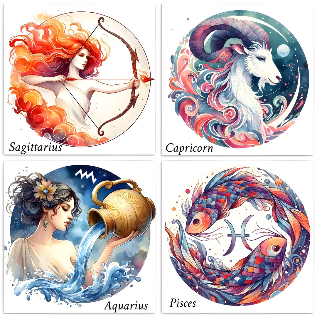 Zodiac Card Set - All Signs, Astrology Greeting Cards, Bulk Pack of ...