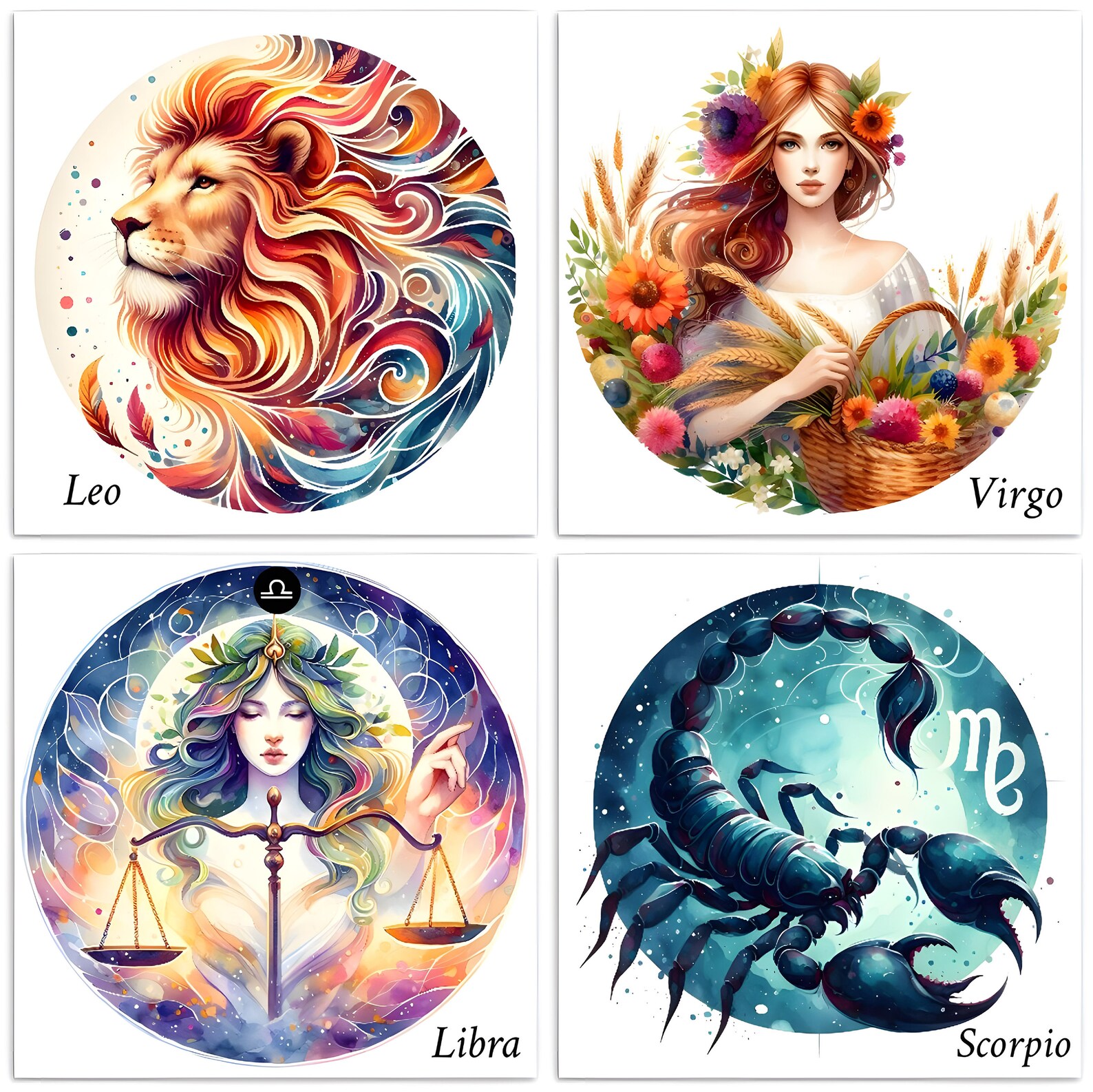 Zodiac Card Set - All Signs, Astrology Greeting Cards, Bulk Pack of ...