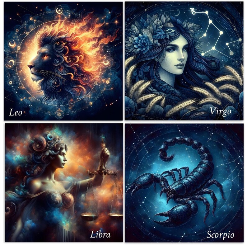 Zodiac Card Set - All Signs, Astrology Greeting Cards, Bulk Pack of ...