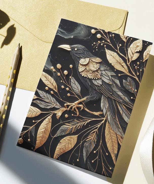 Raven - Large Cards, Notecards, Birthday, Invites - Etsy