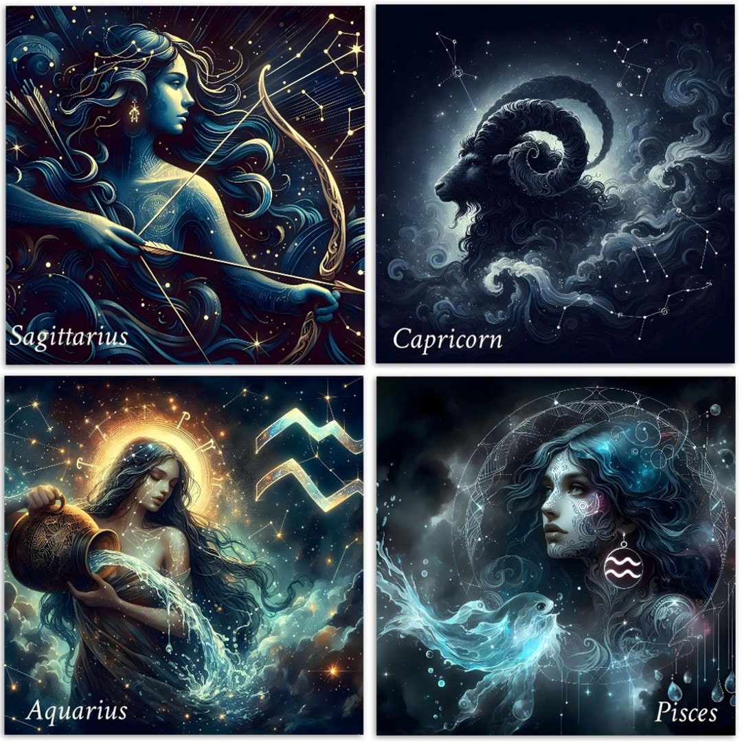 Zodiac Card Set - All Signs, Astrology Greeting Cards, Bulk Pack of ...