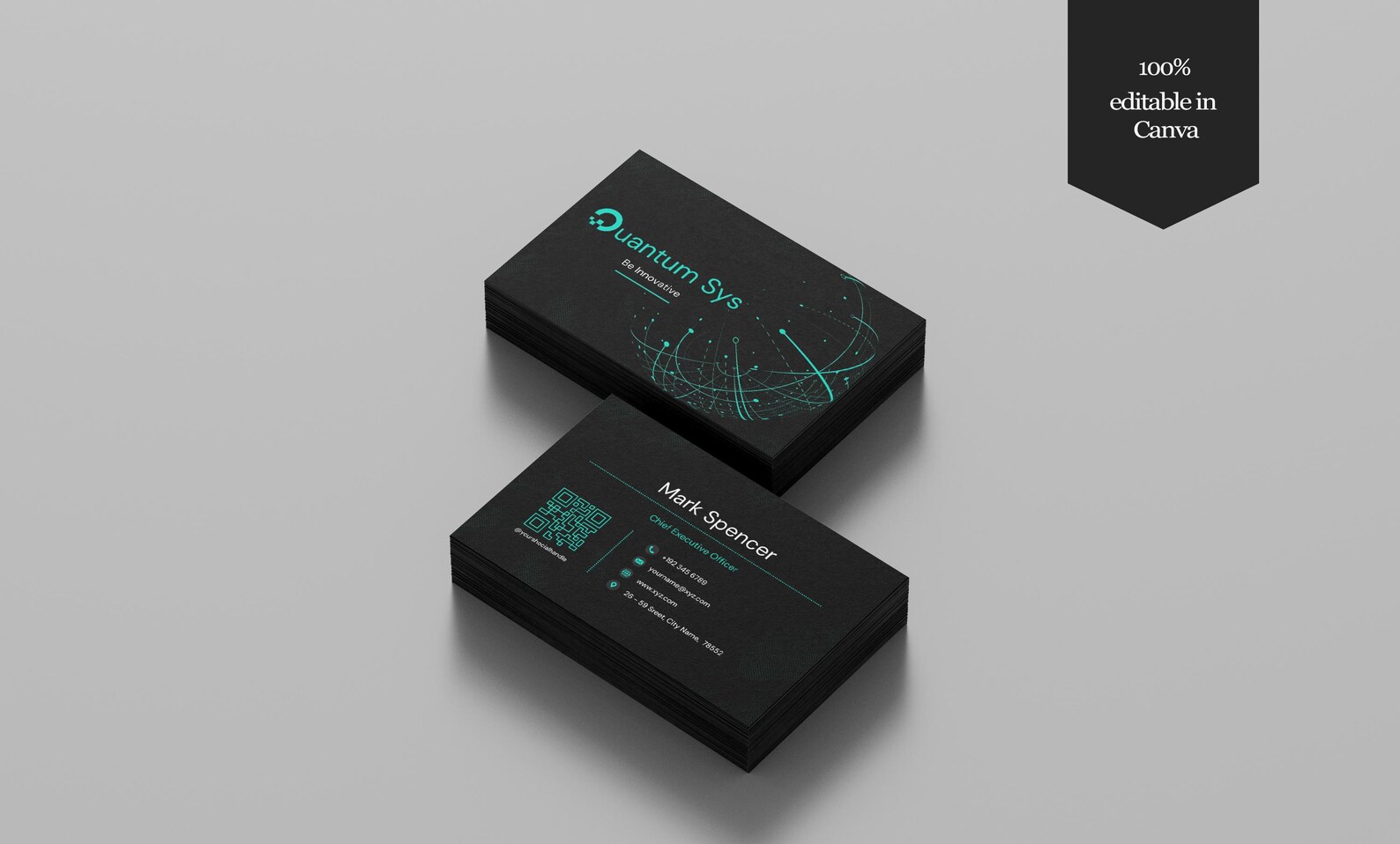 Modern Tech QR Business Card Template | Canva Business Card | Double ...