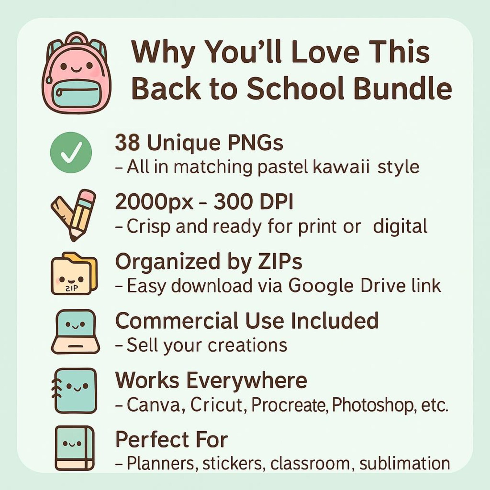 Pastel Back to School Supplies Clipart Bundle – 46 Cute Pngs for ...