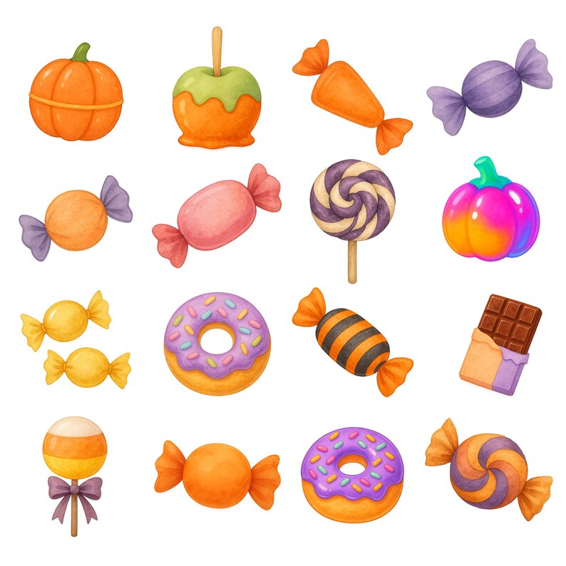 100 Kawaii Halloween Clipart Bundle | Cute Spooky Candy Shop PNG ...