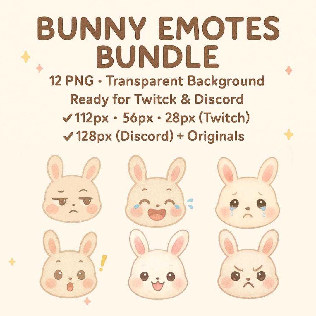 Bunny Emotes PNG – Cute Kawaii Rabbit Twitch & Discord Emote Pack ...