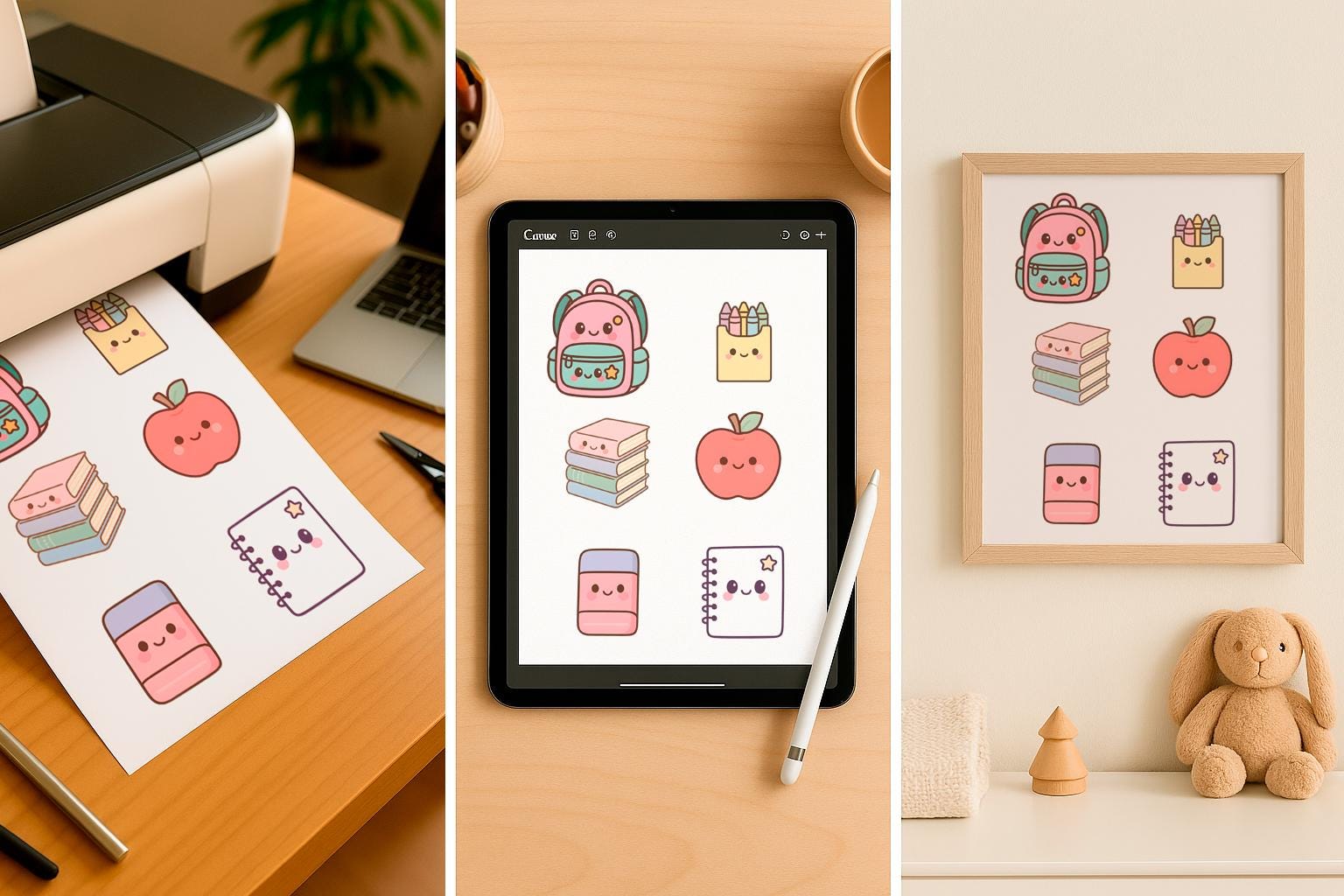 Pastel Back to School Supplies Clipart Bundle – 46 Cute Pngs for ...