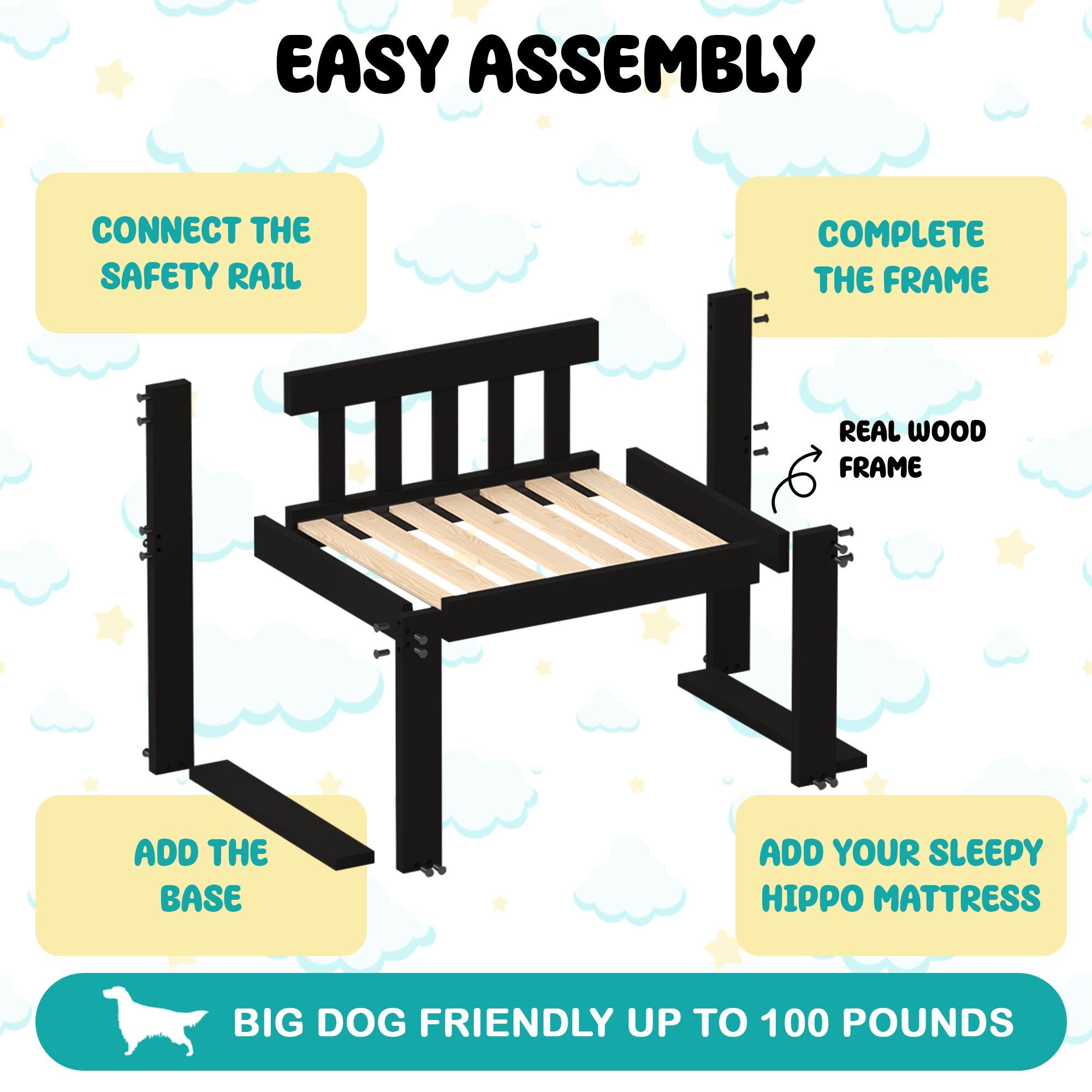 Bedside Raised Dog Bed, Human-style Freestanding Pet Cosleeper for Dogs ...