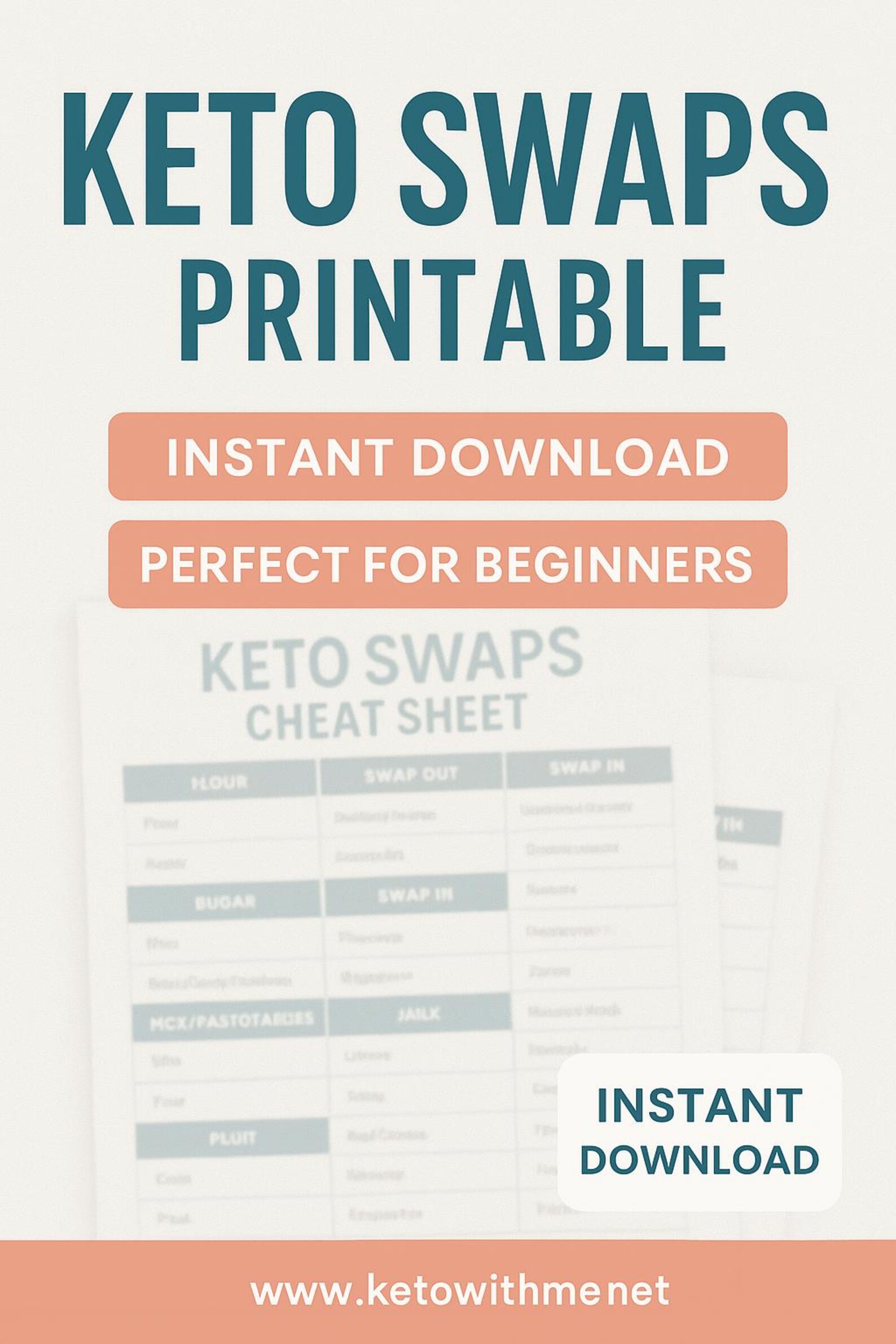 Keto Swaps Cheat Sheet Printable – Low Carb Food Substitutions Guide, Beginner Keto PDF, Instant ...