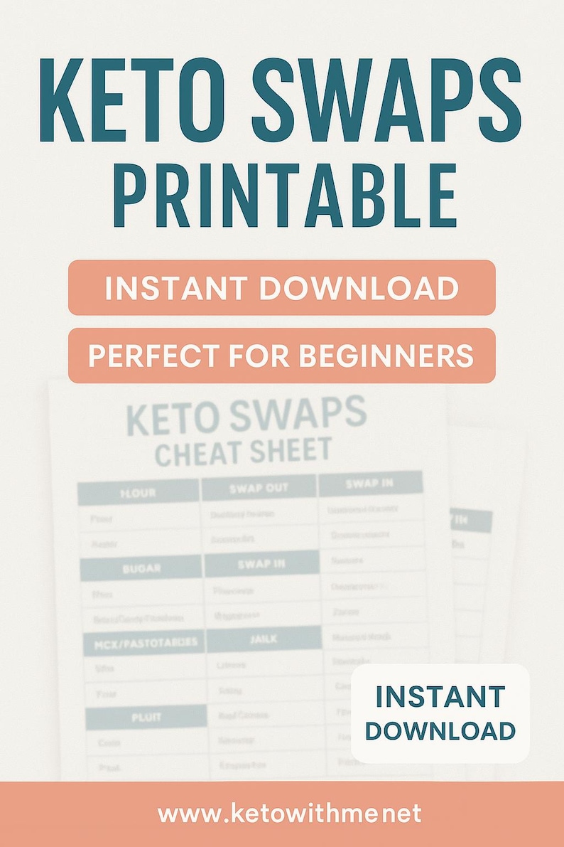 Keto Swaps Cheat Sheet Printable – Low Carb Food Substitutions Guide ...
