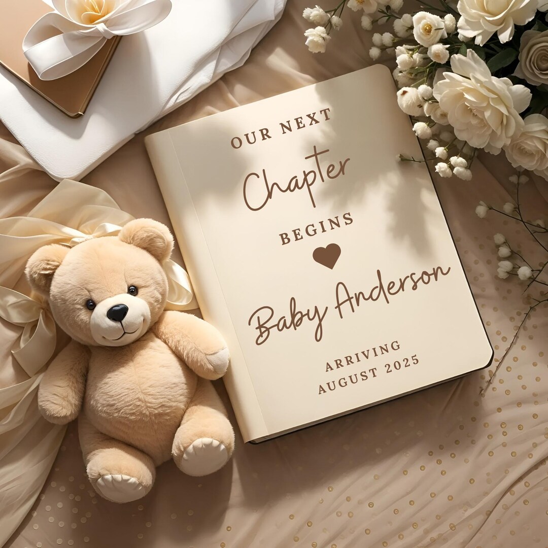 Book Pregnancy Announcement Digital, Neutral Announcement, Editable ...