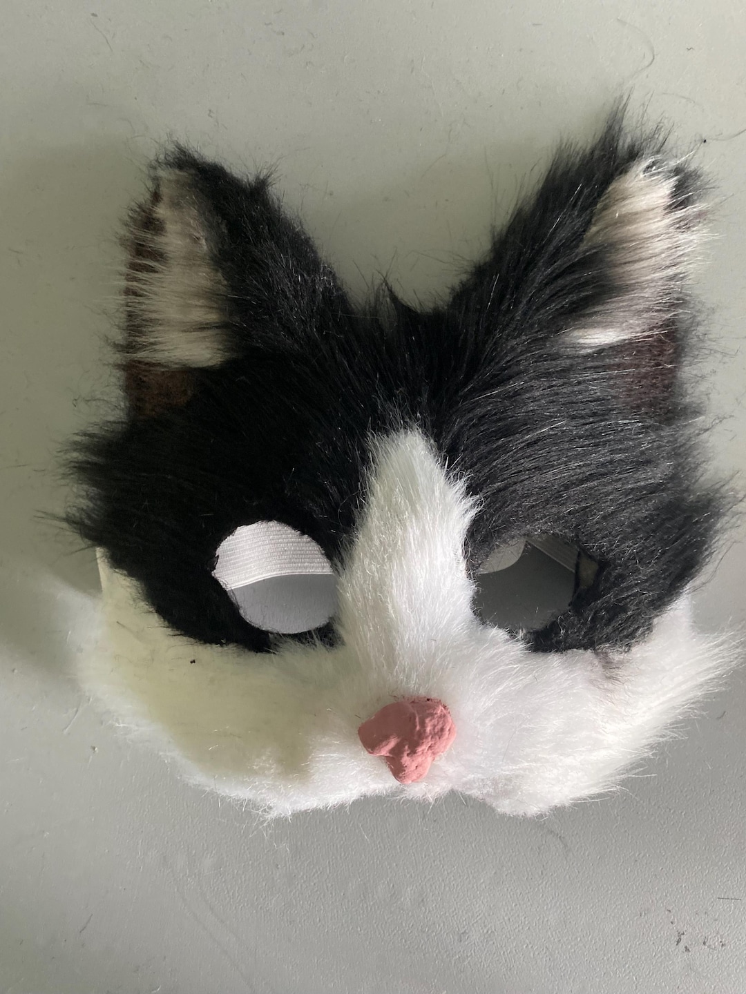 Handmade Realistic Tuxedo Cat Mask - Faux Fur Animal Mask for Halloween ...