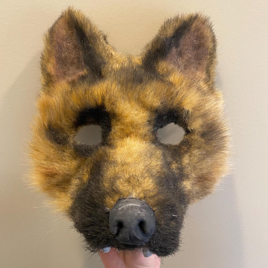 Handmade Realistic German Shepard Mask - Faux Fur Animal Mask for ...
