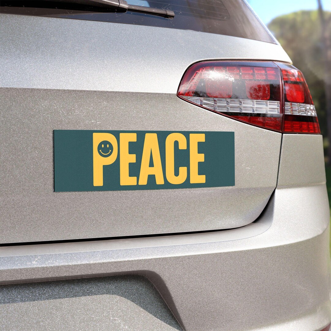 Peace Symbol Car Magnet: Retro Yellow & Teal Hippie Decor - Etsy