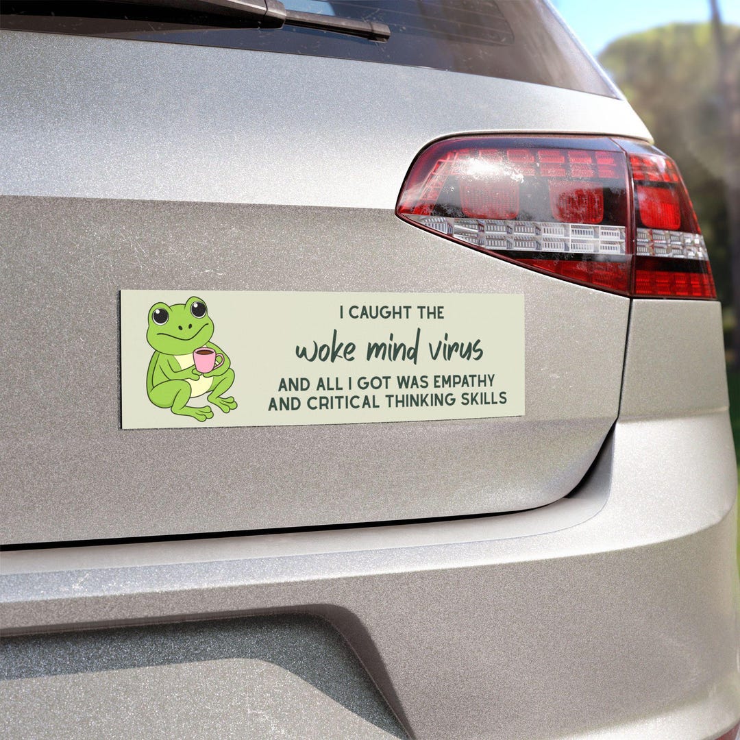 Woke Mind Virus Car Magnet: Retro Empathy Frog Bumper Sticker - Etsy