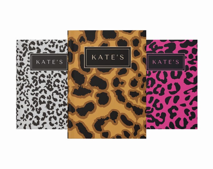 Leopard Print Notebook, Personalized Pink and Brown Leopard Print ...