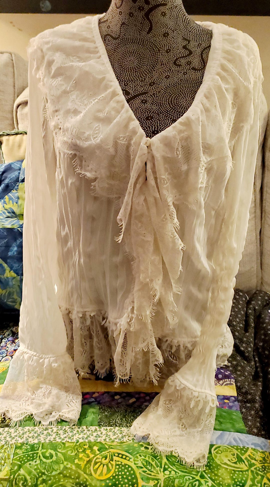 Violet & Claire White Solid Lace Gauze Peasant Victorian Style Boho ...