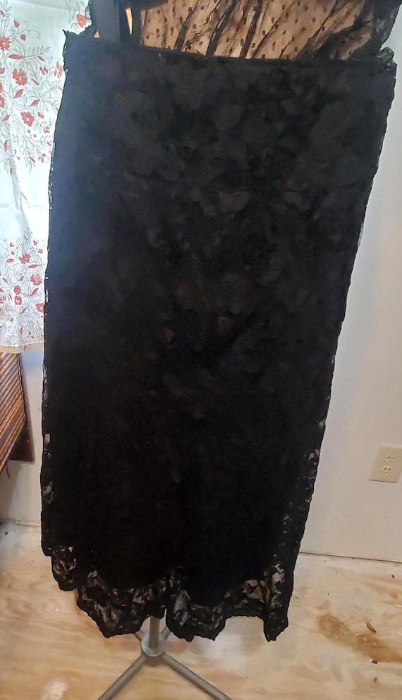 Vintage Black Lace Goth Funeral Maxi Long Peasant Ski… - Gem