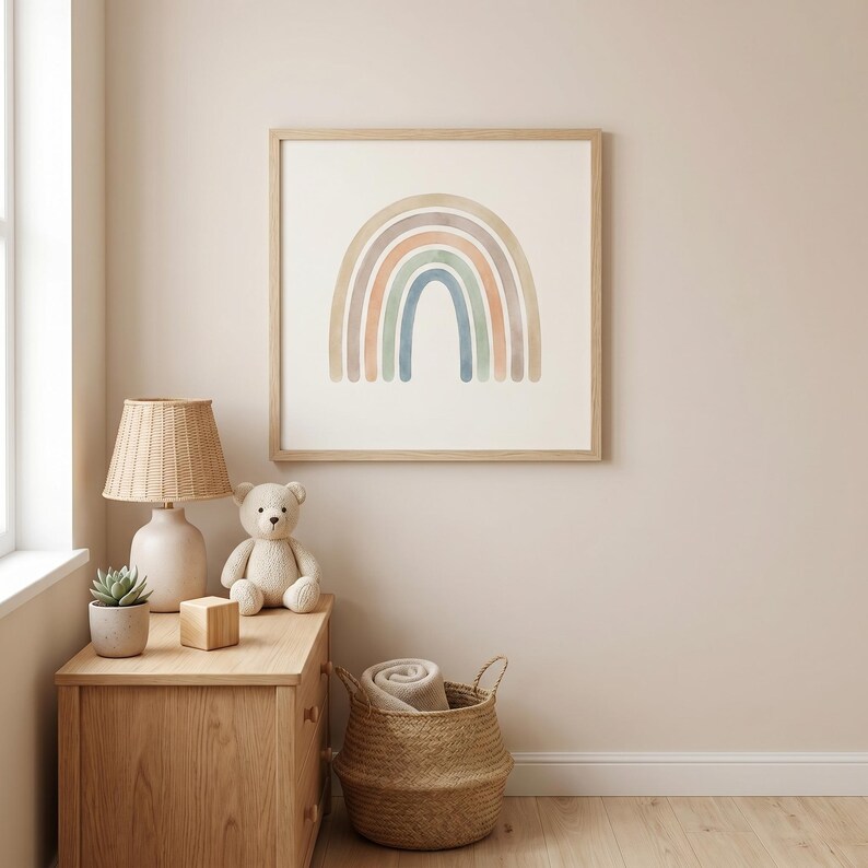 Neutral Rainbow Nursery Prints, Boho Baby Room Wall Art Set of 3 ...