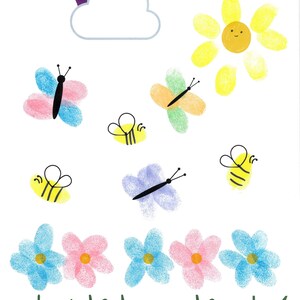 Spring Fingerprint Art Craft for Kids Digital File - Flowers ...