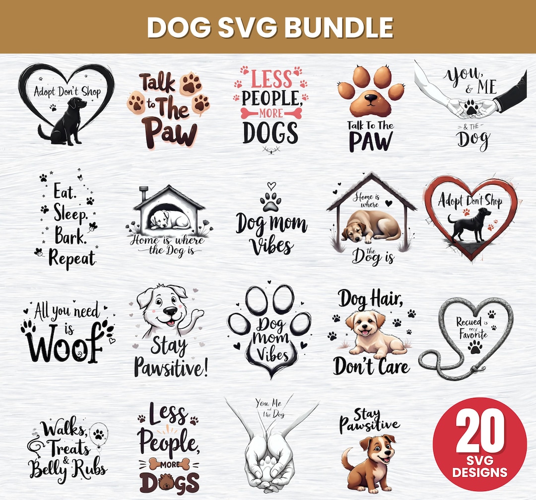 Dog SVG Bundle | Puppy Designs for Cricut, Pet Lover (digital Download ...