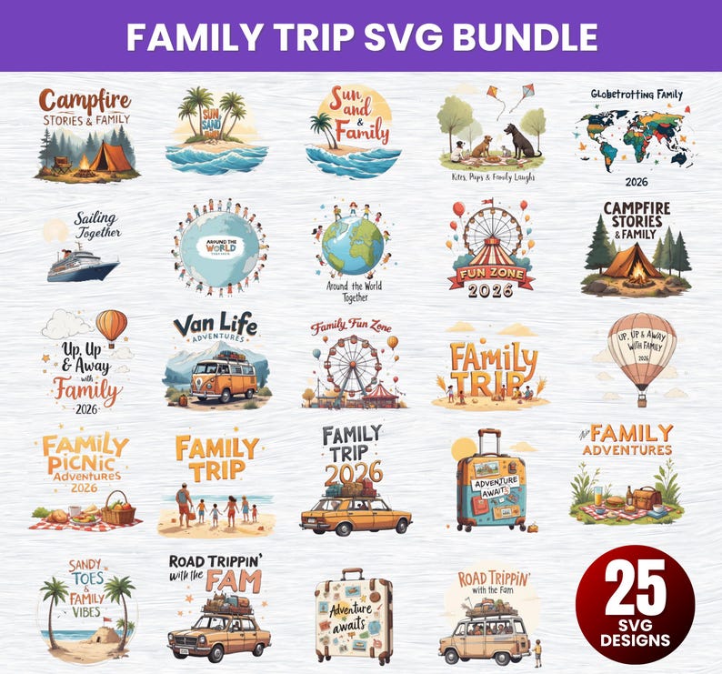 Family Trip 2026 SVG Bundle - Vacation, Road Trip, and Cruise Designs ...