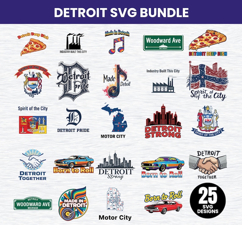 Detroit SVG Bundle | Skyline, Lions, Baseball, Sports Clipart - Etsy