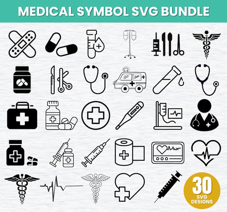 Medical Symbol SVG Bundle | Healthcare Clipart (png, Jpg, Pdf) - Etsy