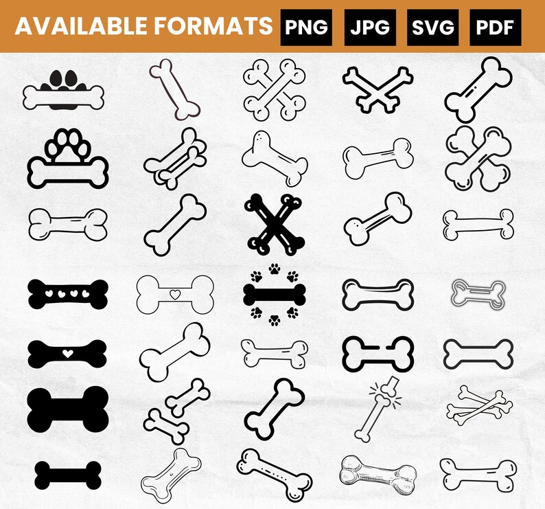Dog Bone SVG Bundle, Puppy Treat Clip Art, Retro Pet Design - Etsy
